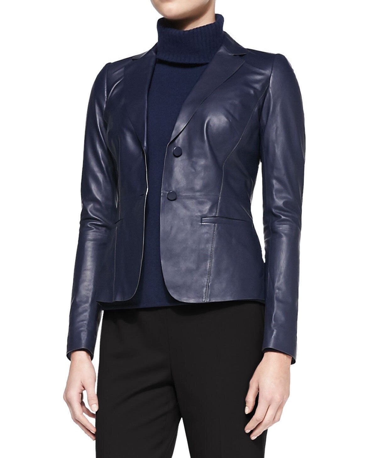 Customize Women's Leather Blazer, Soft Leather Blazer Women, Blue ...