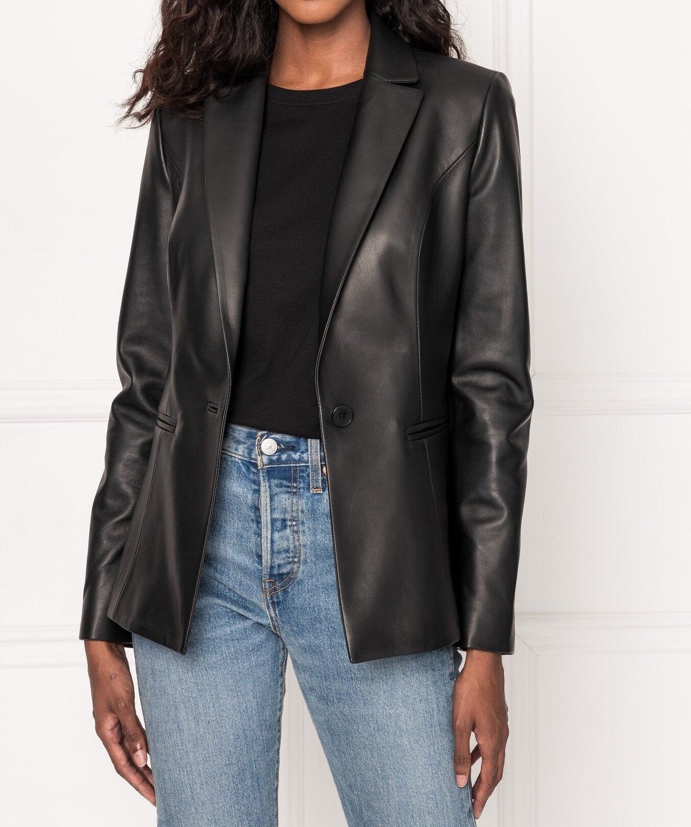 Customize Women's Leather Blazer, Soft Leather Blazer Women, Black ...