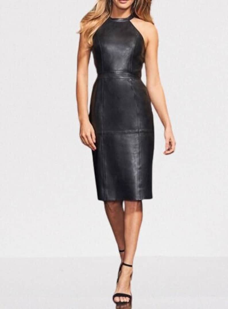 Handmade Women's Leather Dress, Leather Pencil Dress Leather Club Dress ...