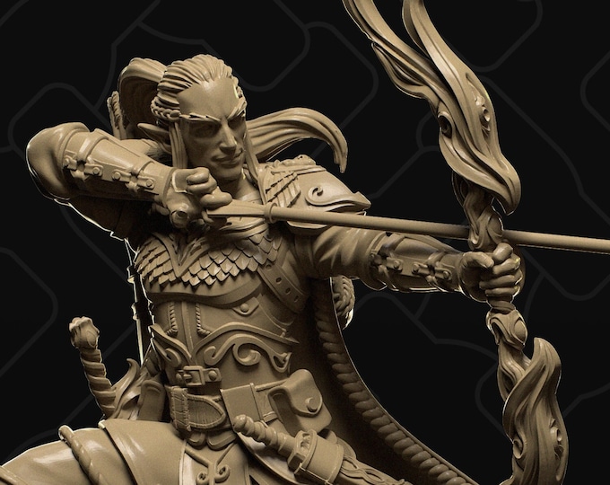 Elduin Alaren, Elf Ranger Archer Hunter TABLETOP SCALE TTRPG D&D ...