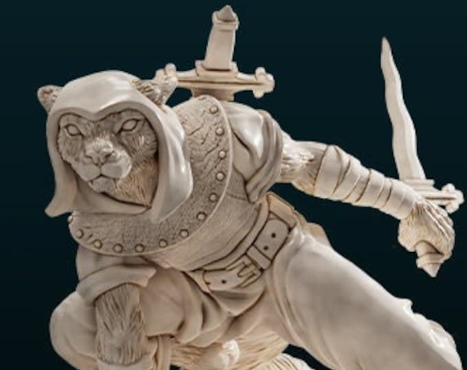 6pc Modular Rakshakin Tabaxi Warriors - 32mm Scale Dnd Miniature ...