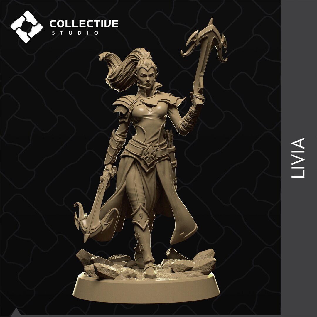 Livia, Elf Drow Ranger TABLETOP SCALE D&D TTRPG Miniature Collective ...