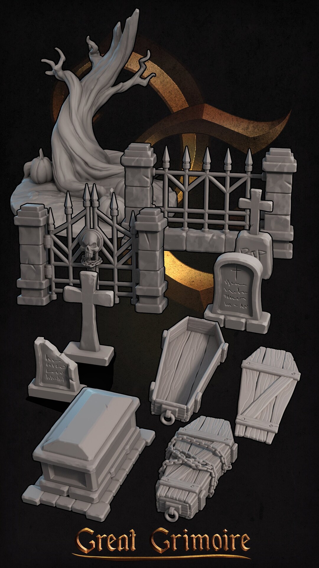 Cemetery SET TTRPG Miniature Great Grimoire - Etsy