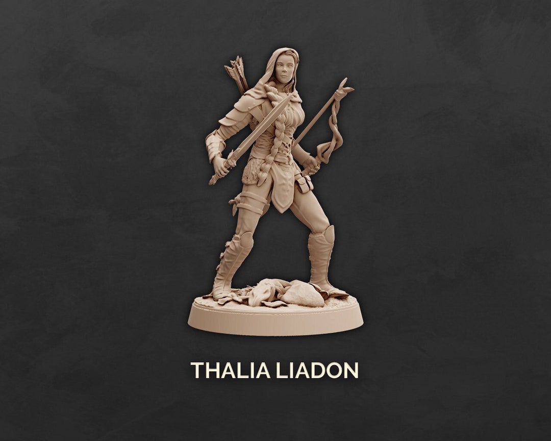 Thalia Liardon, Elf Ranger Tabletop Scale TTRPG D&D Miniature Artificer ...