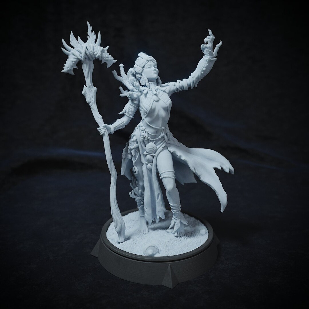 Aria Maiden of the Coral Miniature, Coastal Druid RPG, Unpainted Resin ...