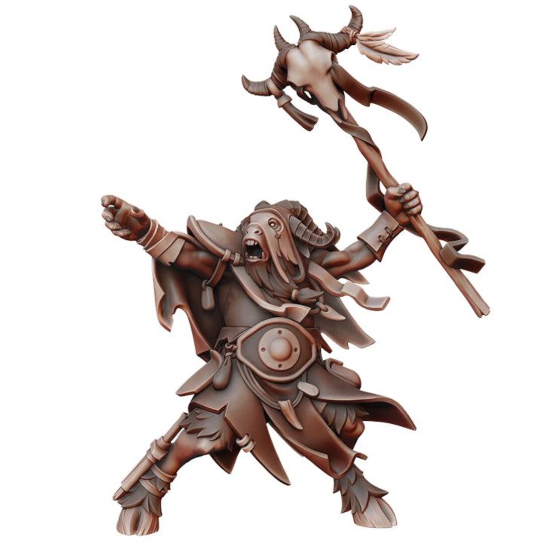 Beastman Shaman | D&D TTRPG Miniature | Manuel Boria | 3D Print - Etsy