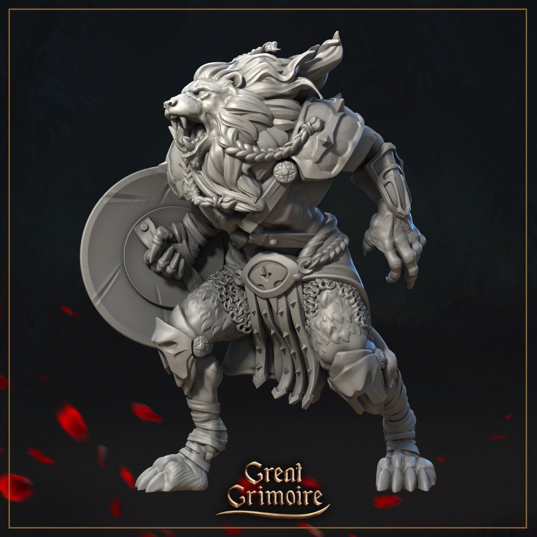 Cowardly Lion, Leonin Warrior, Horror Oz | TTRPG Miniature | Great ...
