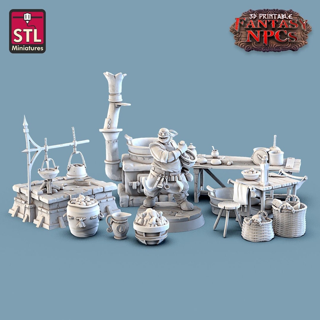 Cook Npc Set | Tabletop Scale | D&D Ttrpg Miniature | Stl Miniatures - Etsy