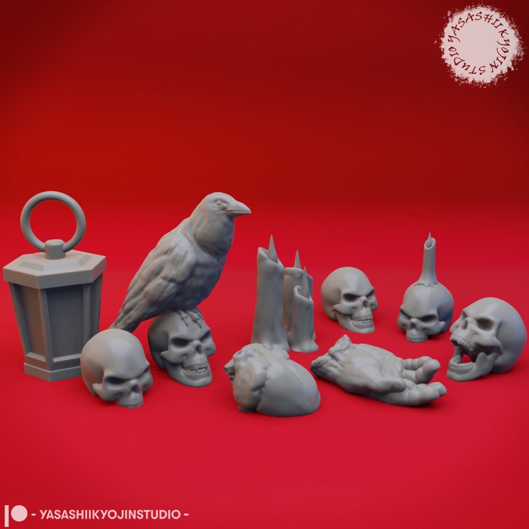 Graveyard Set | TTRPG Scatter Miniature | Yasashii Kyojin Studio | 3D ...