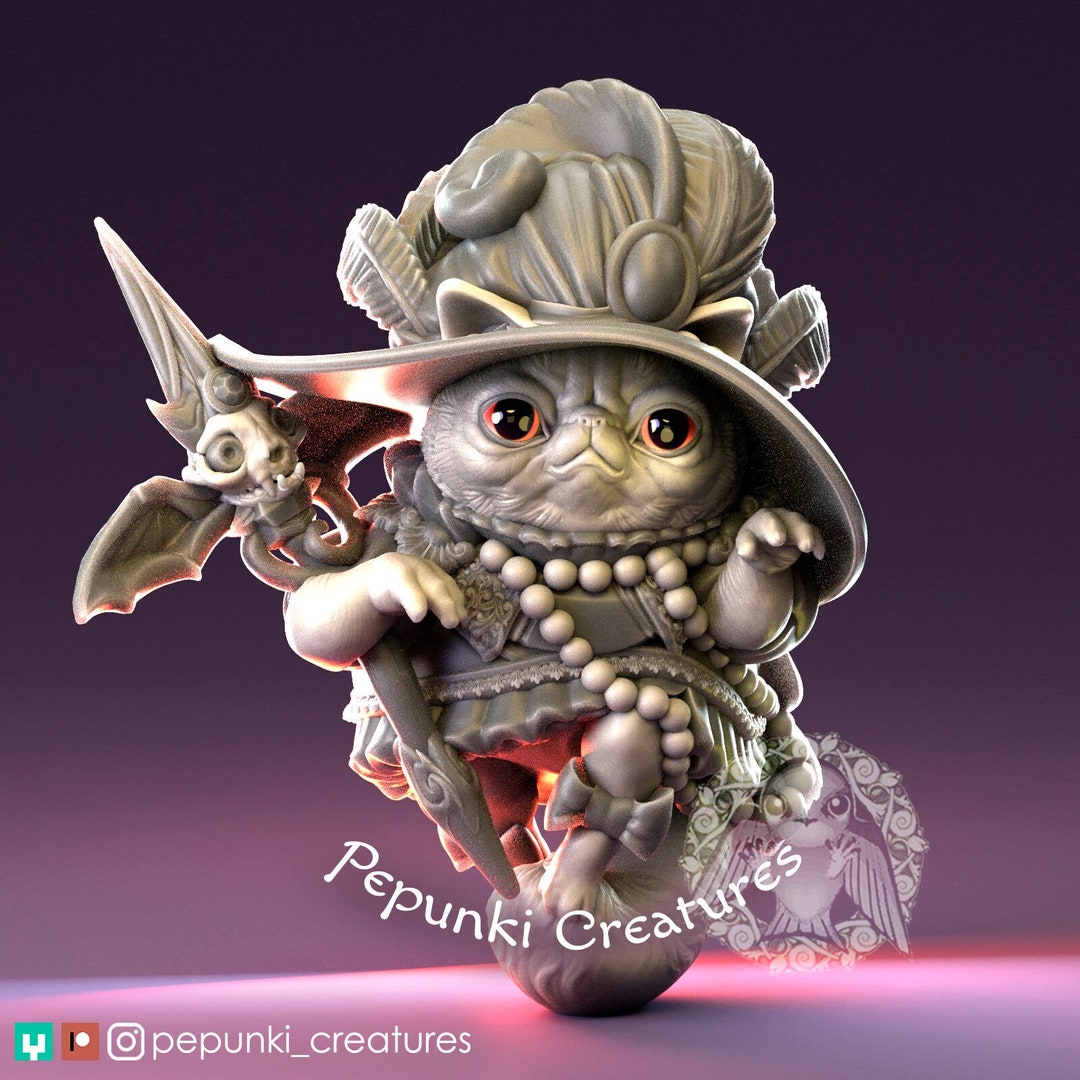 Cat Persian D&D TTRPG Miniature Pepunki Creatures Unpainted, Unplated ...