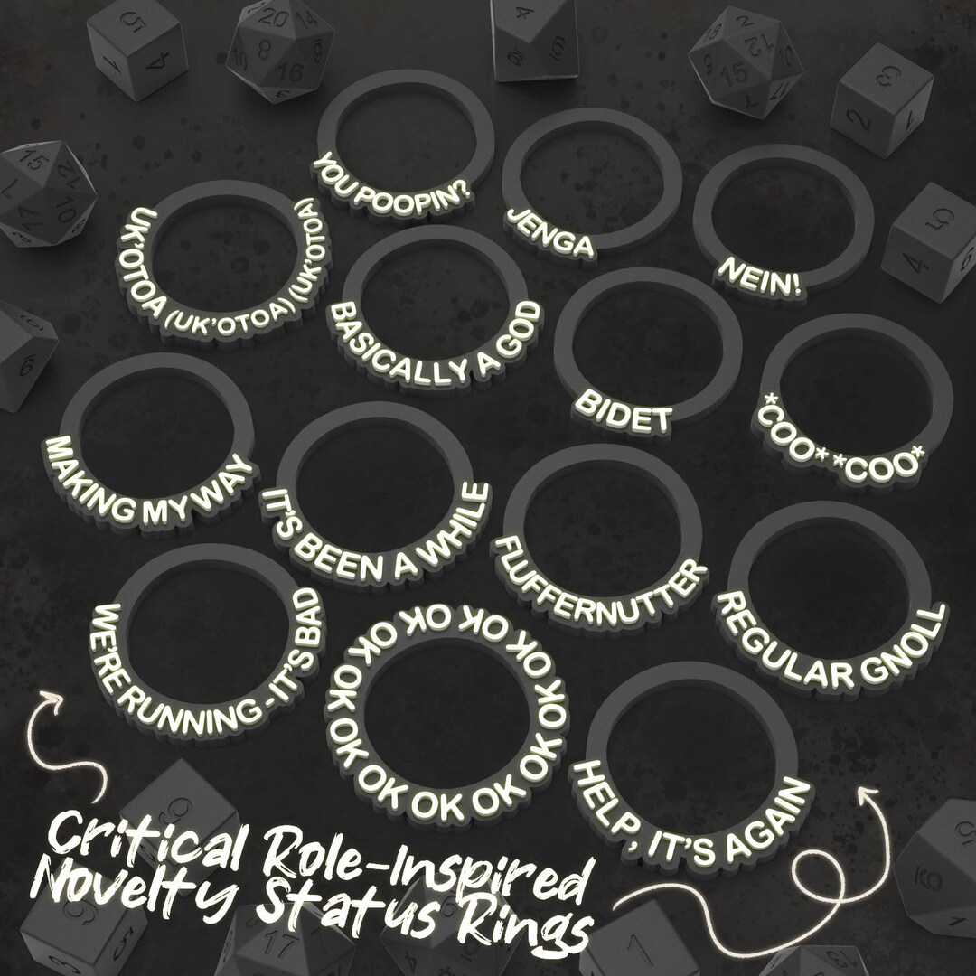 Critical Role Inspired Novelty Status Rings | D&D TTRPG Game Accessory ...