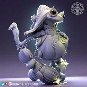 Broom Frog, Magician Witch Warlock D&D TTRPG Miniature Pepunki ...
