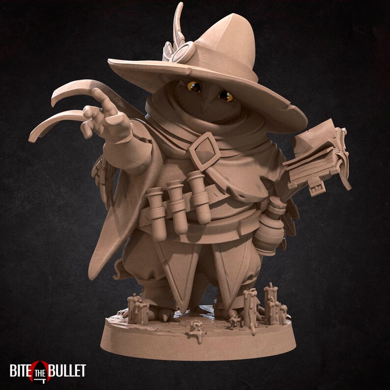 Owlfolk Wizard Miniature: Unpainted Resin Owlin for D&D TTRPG | 3D ...