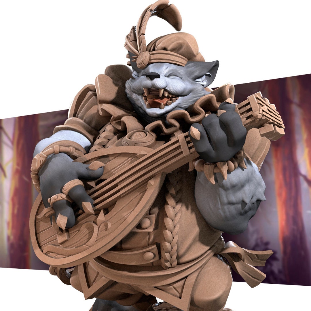 Foxfolk Bard | TABLETOP SCALE | D&D TTRPG Miniature | Bite the Bullet | Unpainted, Unplated ...