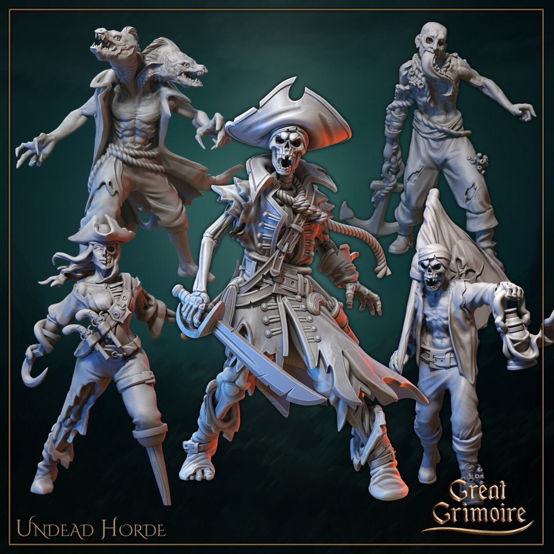 Undead Horde, Drowned Pirates | TTRPG Miniature | Great Grimoire ...