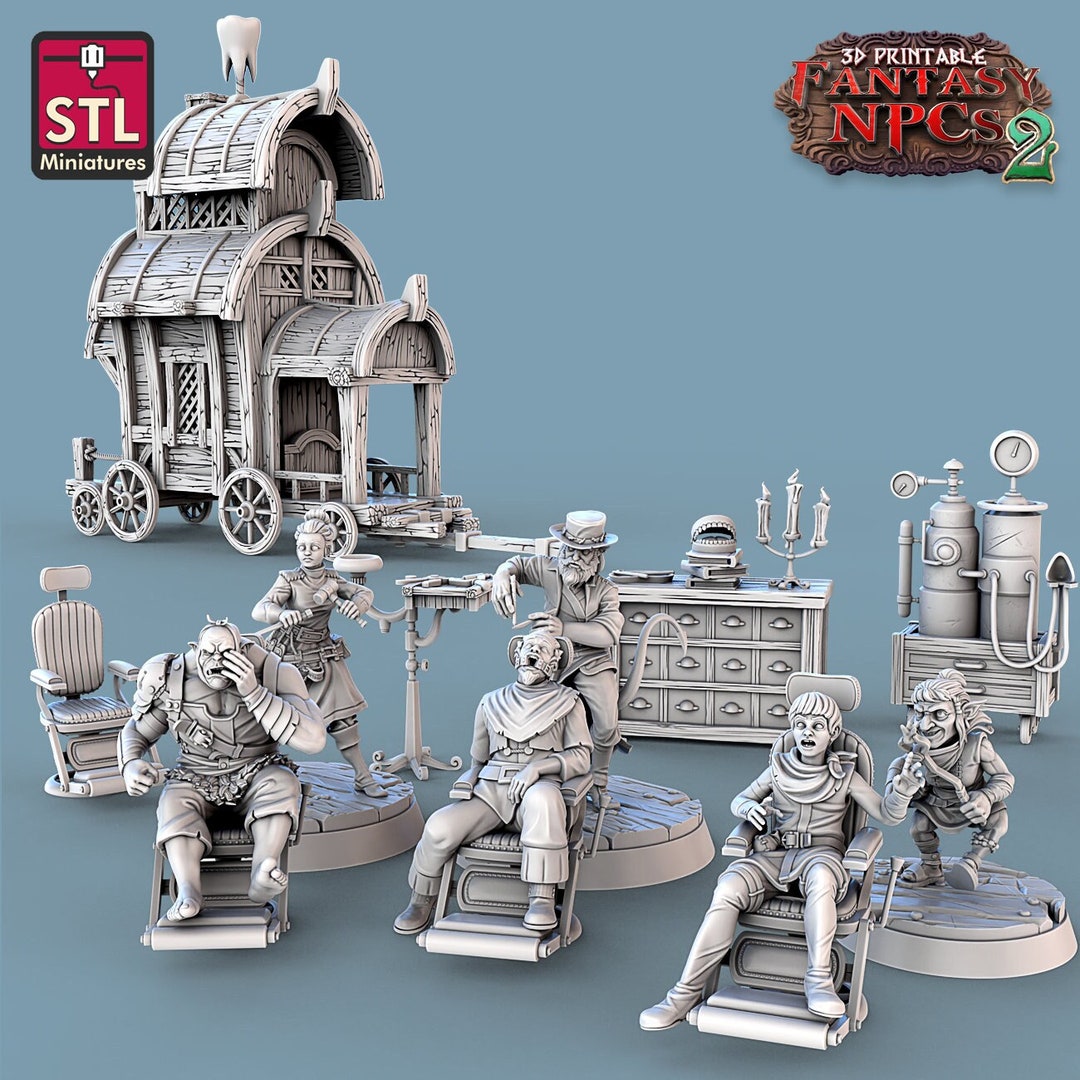 Dentist NPC Set Tabletop Scale D&D TTRPG Miniature Stlminiatures - Etsy