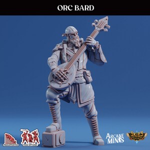 Orc Bard, Scrapper Pirate TABLETOP SCALE TTRPG Miniature Arcane Minis ...