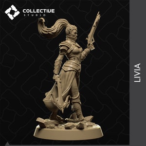 Livia, Elf Drow Ranger TABLETOP SCALE D&D TTRPG Miniature Collective ...