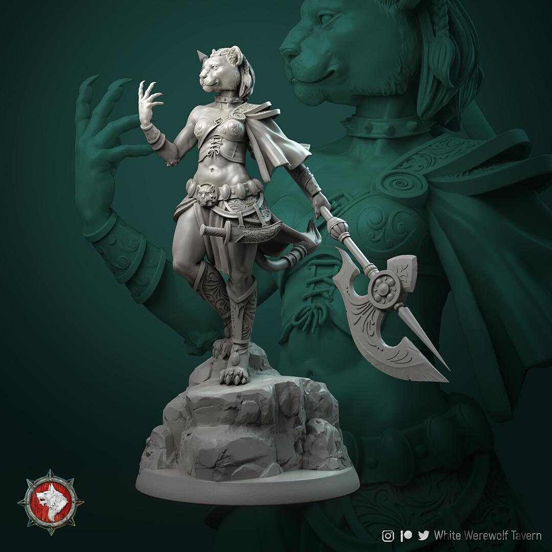 Auria Sunforged Dancer Tabaxi Miniature: Unpainted Resin D&D TTRPG Mini ...