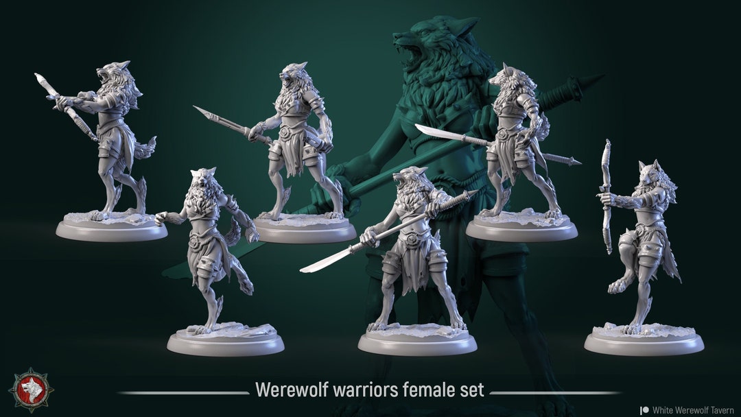 Werewolves, Female TABLETOP SCALE TTRPG Miniature White Werewolf Tavern ...