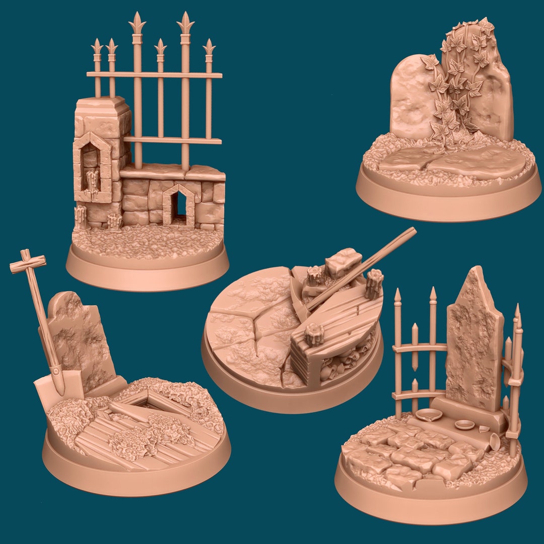 Graveyard Bases | TTRPG Miniature Sculpted Base | Awkward Penguin's ...