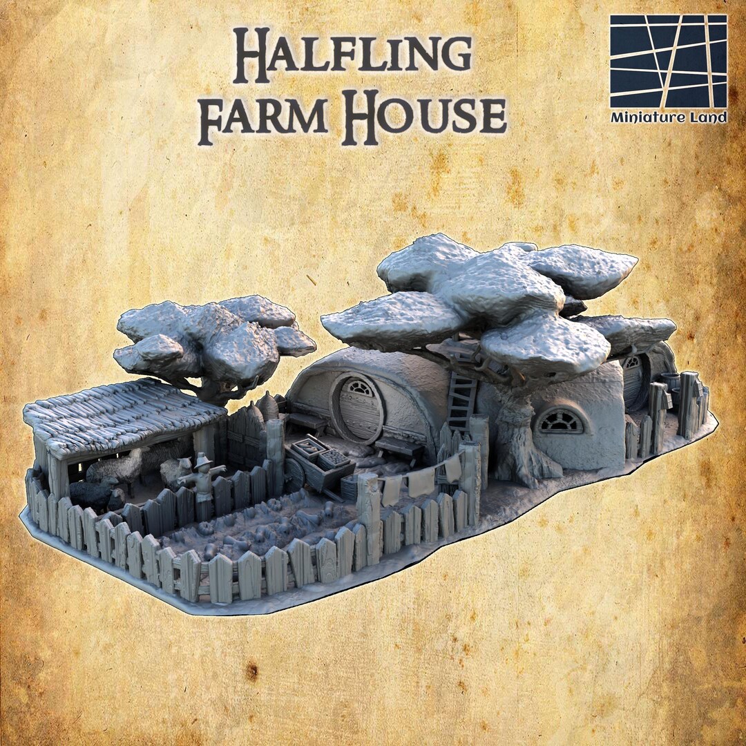 Halfling Farm House | 28mm Scale Model Terrain | D&D TTRPG Playable 3D ...