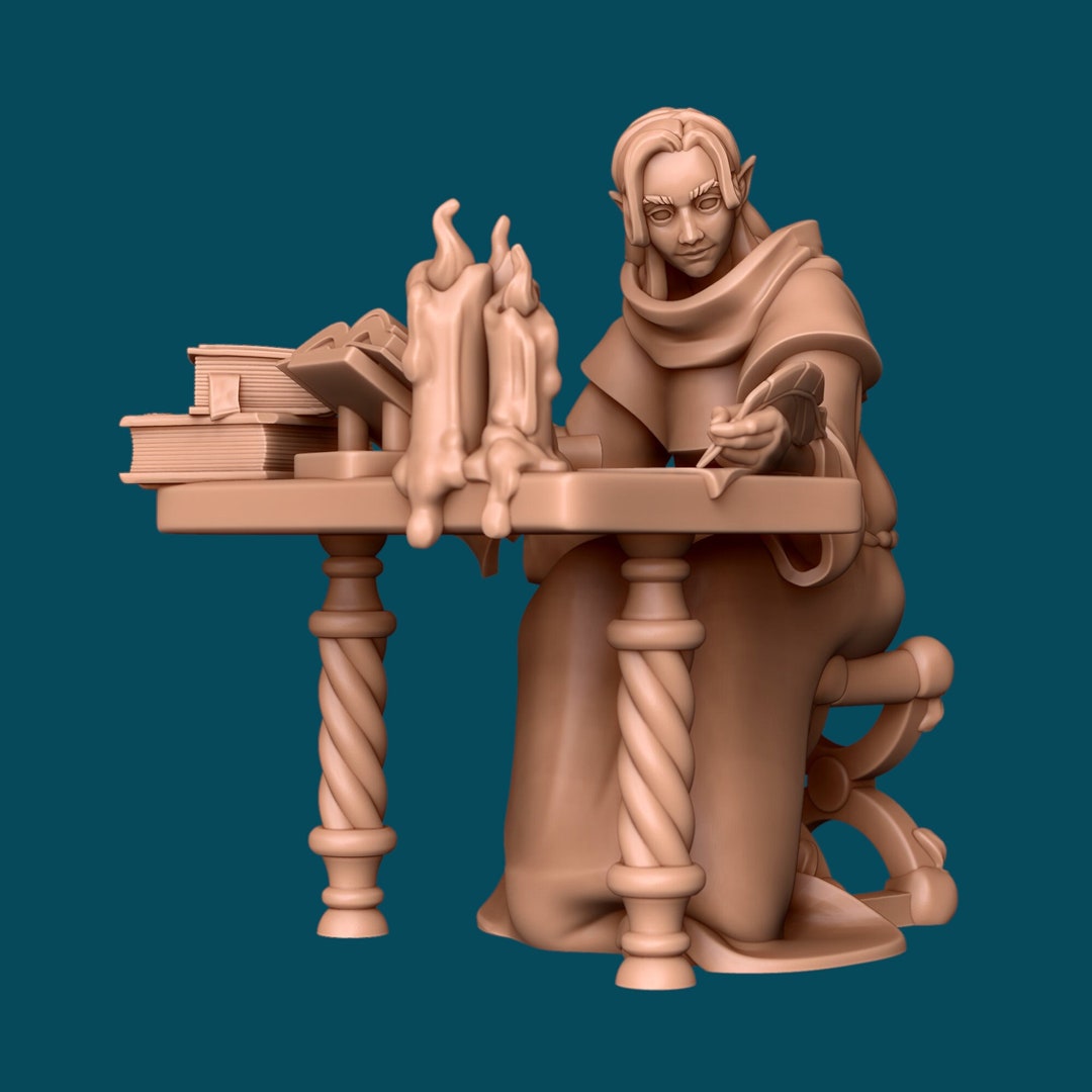 Vessa an Elven Scribe TABLETOP SCALE TTRPG D&D Miniature Awkward ...