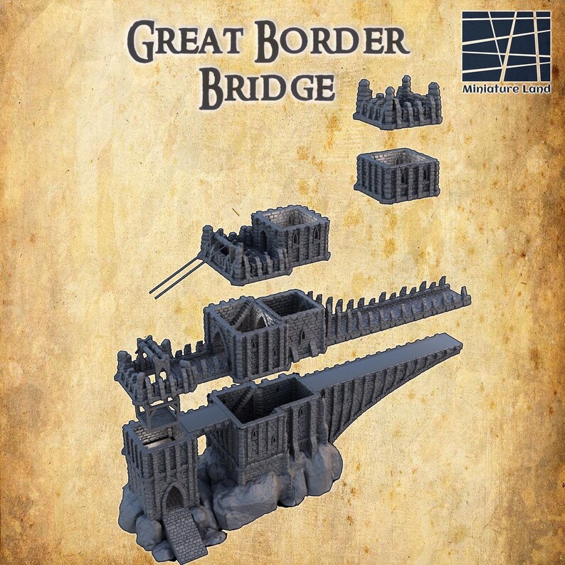 Grand Border Bridge | 28mm Scale Model Terrain | D&D TTRPG Playable 3D ...