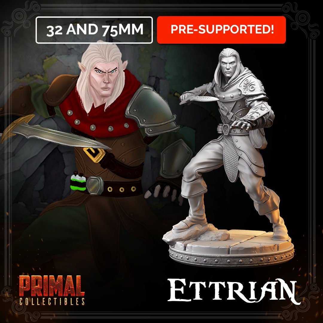 Ettrian Male Elf | Tabletop Scale | TTRPG D&D Miniature | Primal ...