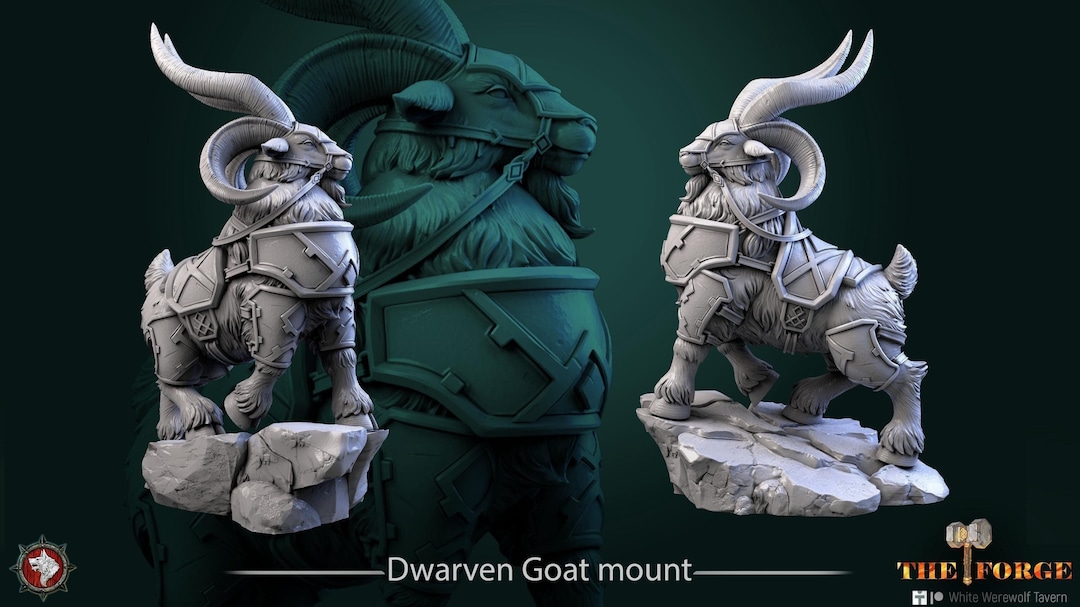 Dwarven Goat Mount Armored | TTRPG D&D Miniature | White Werewolf ...