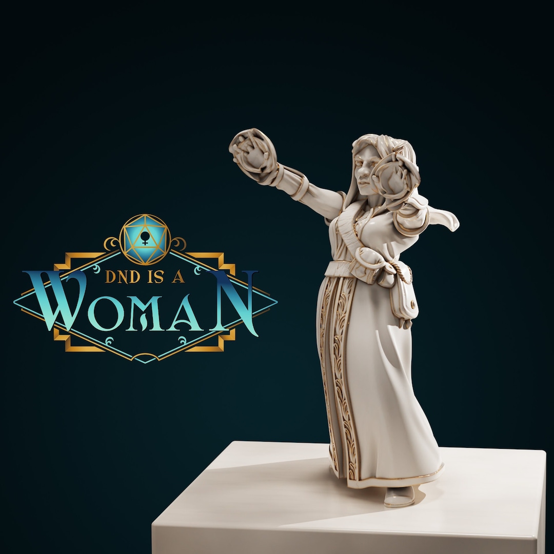 Dwarf Warlock TABLETOP SCALE TTRPG Miniature the Printing Goes Ever on Dnd is A Woman Unpainted ...