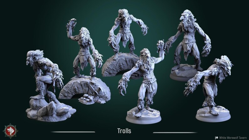 Trolls, Furred | TABLETOP SCALE | TTRPG Miniature | White Werewolf ...