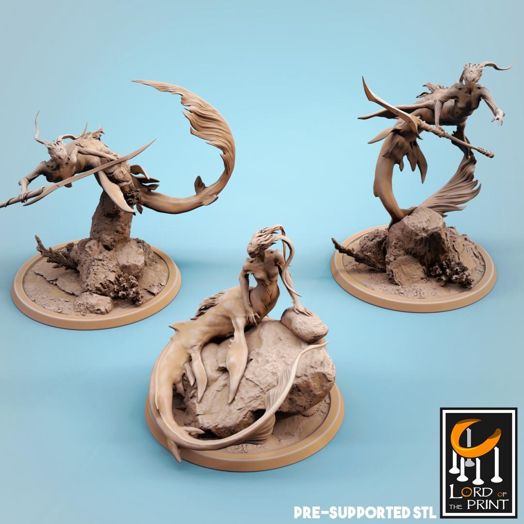 Mermaid Sirens | TABLETOP SCALE | TTRPG Monster Miniature | Rescale ...
