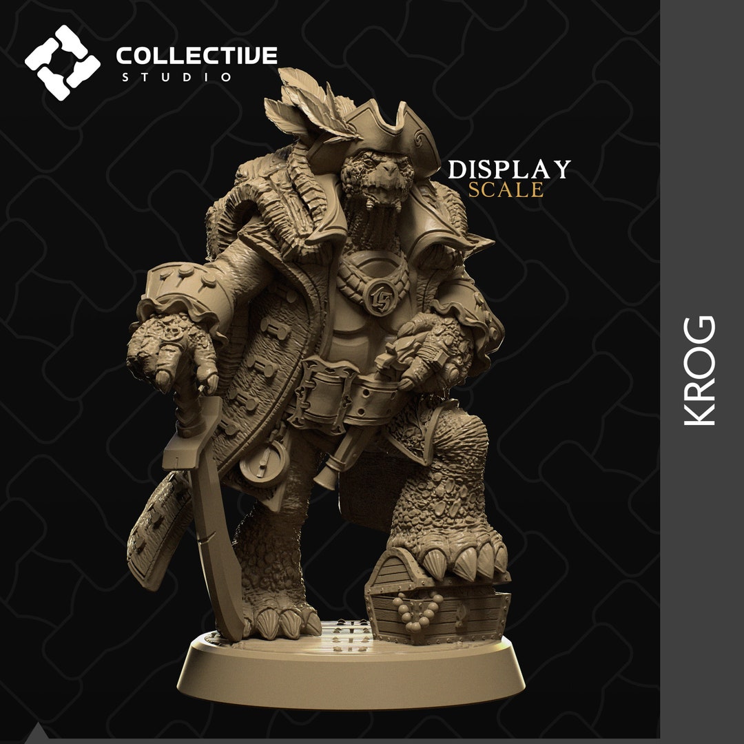 Krog, Tortle Pirate D&D TTRPG Miniature Collective Studio DISPLAY SCALE - Etsy