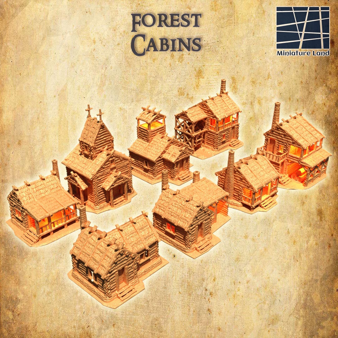 Forest Cabins Set | 28mm Scale Model Terrain | D&D TTRPG Playable 3D ...
