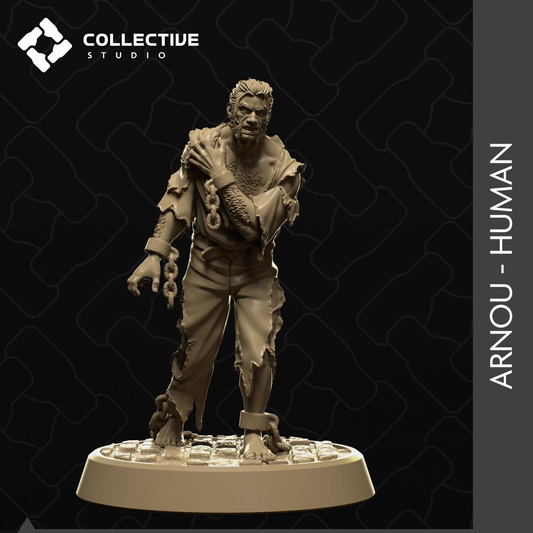 Arnou, Werewolf Human Form TABLETOP SCALE D&D TTRPG Miniature ...