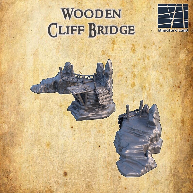 Wooden Cliff Bridge | 28mm Scale Model Terrain | D&D TTRPG Playable 3D ...