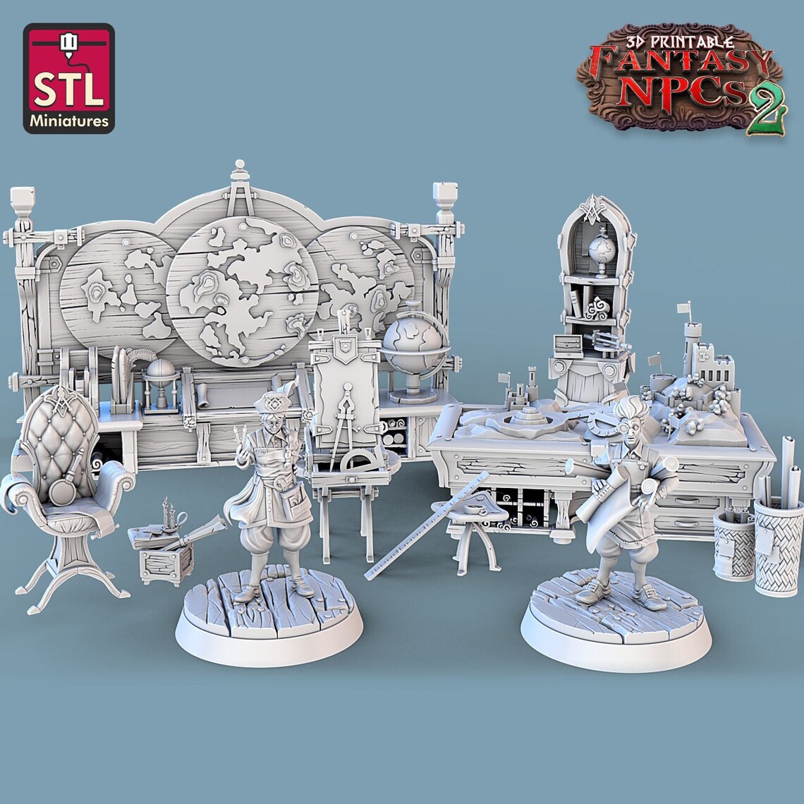 Cartographer's Npc Set | Tabletop Scale | D&D Ttrpg Miniature | Stl ...