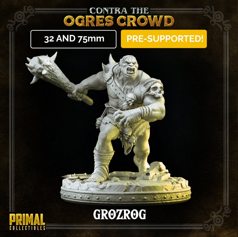 Ogre Warrior Grozrog | Tabletop Scale | TTRPG D&D Miniature | Primal ...