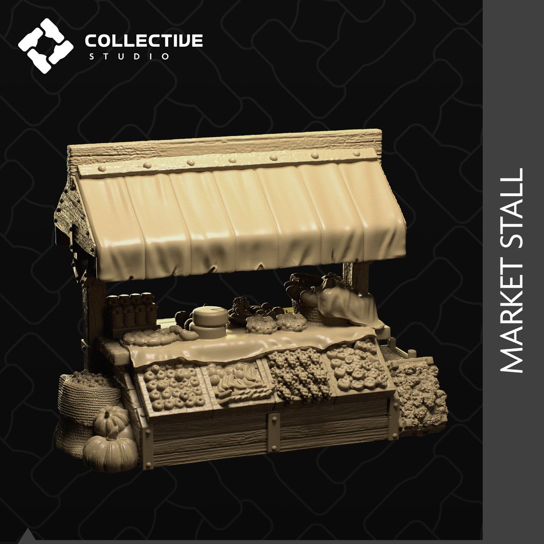 Market Stall, Vendor Grocery Goods, Awning Shop | D&D Scatter Miniature ...