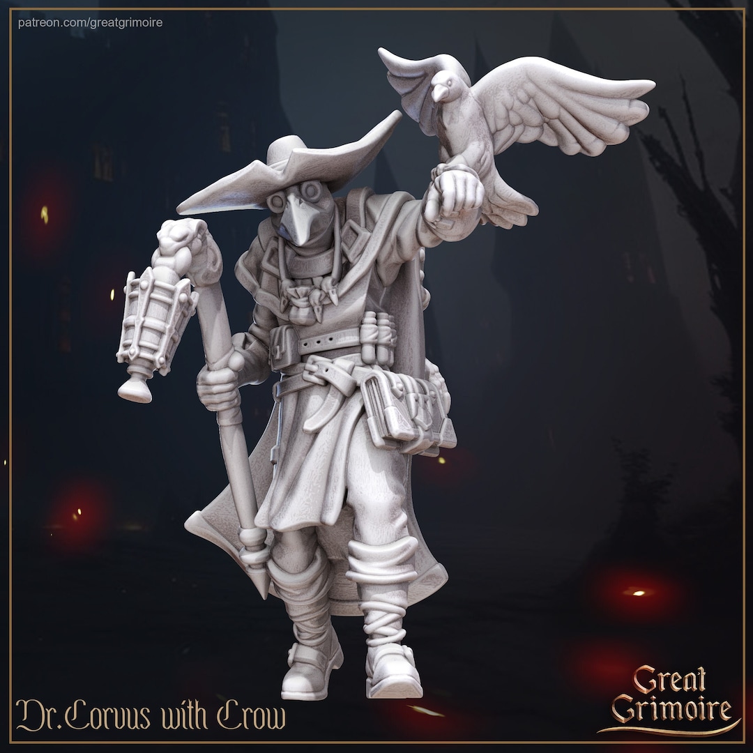 Doctor Corvus, Crow & Potion | TTRPG Miniature | Great Grimoire ...