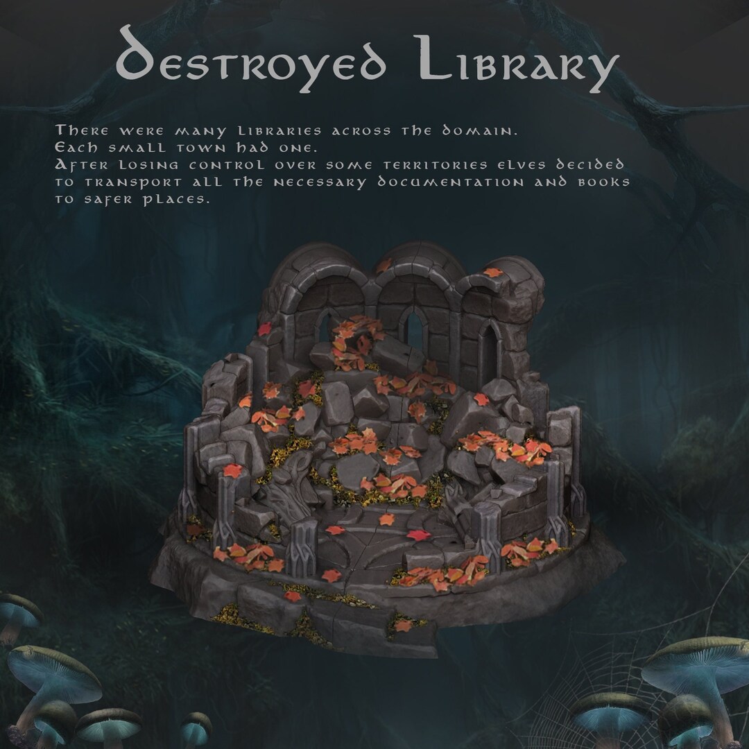 Elven Library Destroyed | D&D TTRPG Playable 3D Printed Building | the ...
