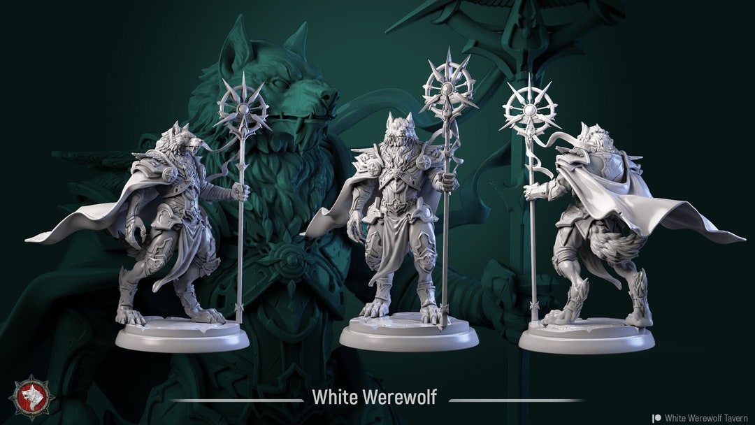 White Werewolf Diorama | TTRPG Miniature | White Werewolf Tavern ...