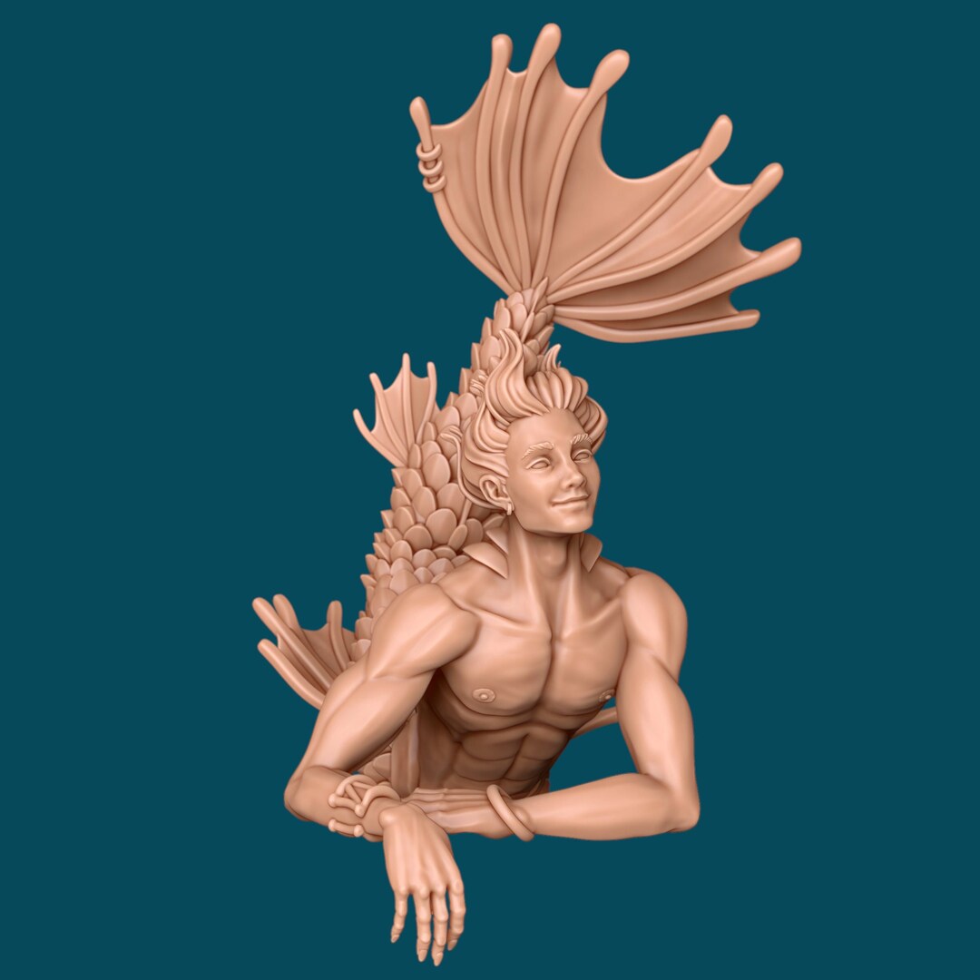 Finley a Friendly Fish Guy Mermaid Merfolk | D&D TTRPG Miniature ...