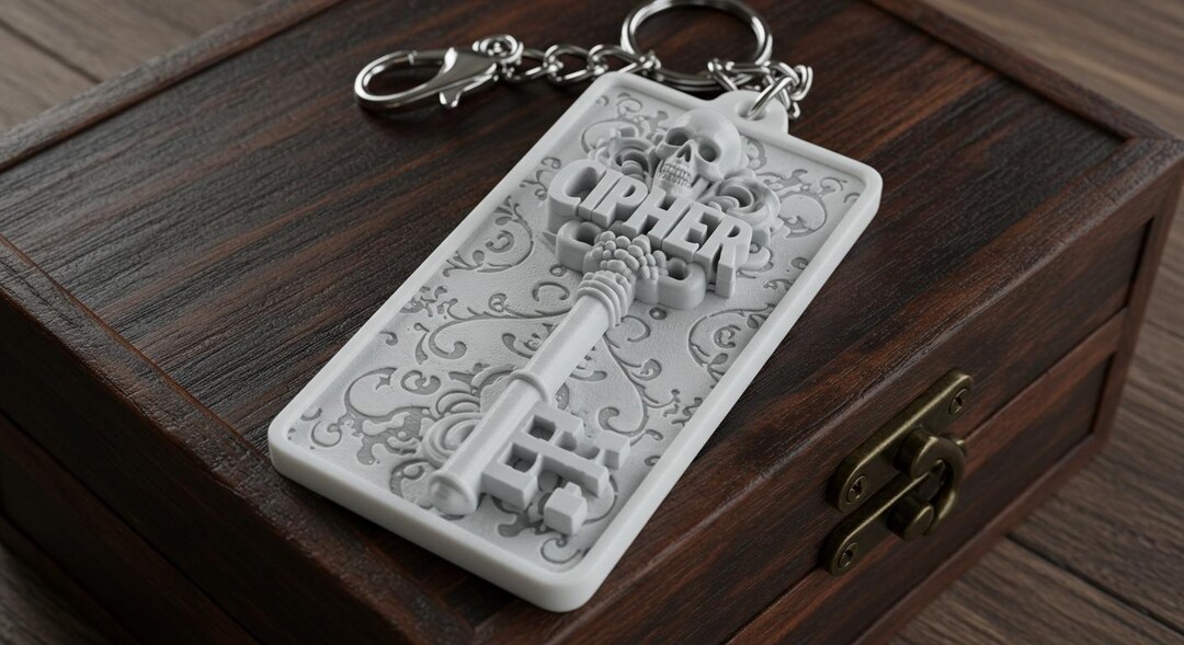 Custom Skeleton Key Key Chain Name Tag | Ornate Gothic Mystery Tag ...