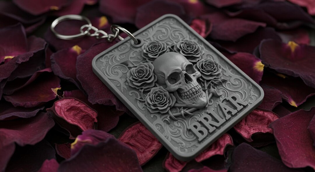 Custom Rose Skull Key Chain Name Tag | Gothic Dark Romance Tag ...
