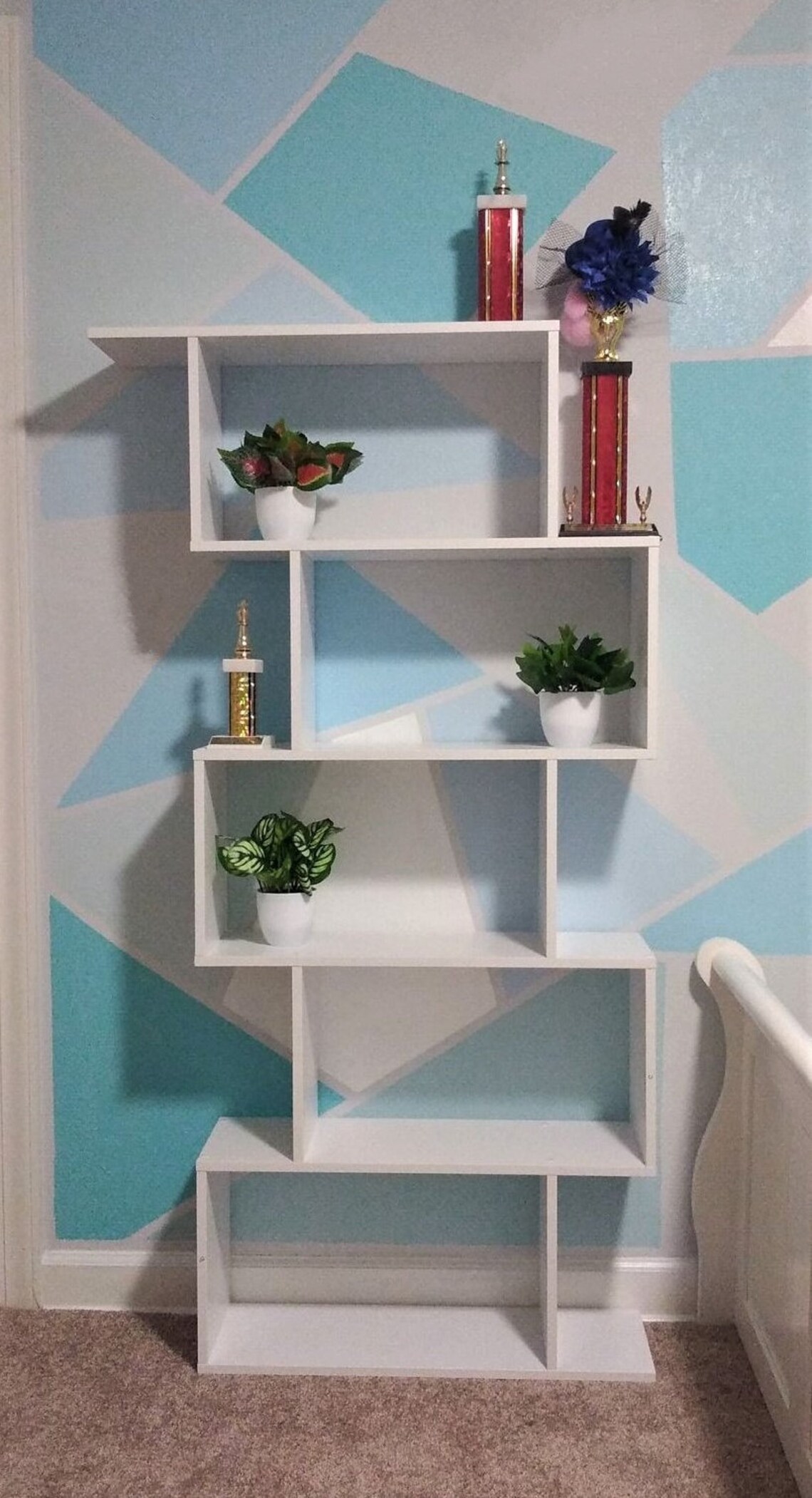 Modern Bookcase Display Unit Freestanding Rustic Bookshelf - Etsy