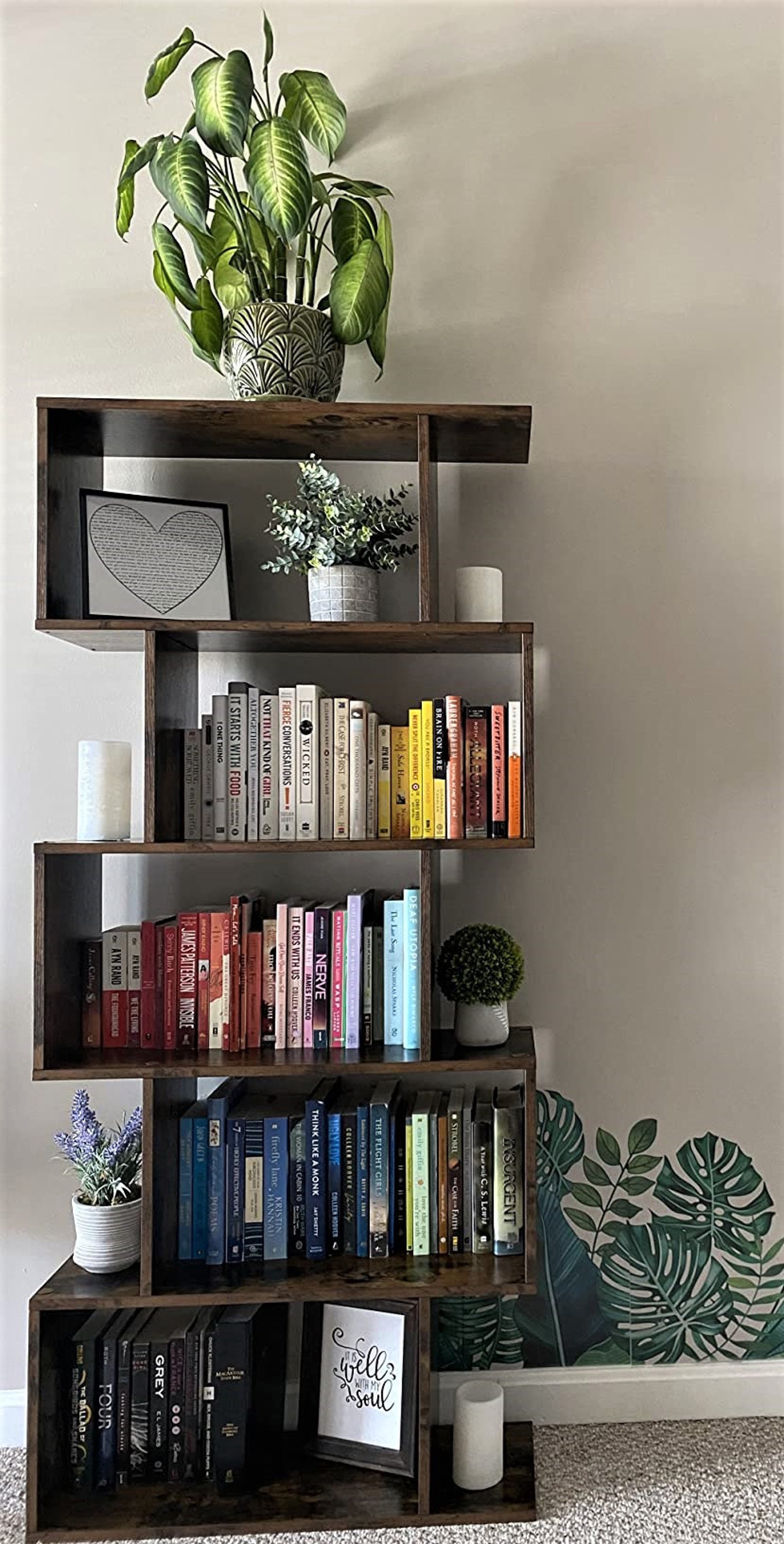 Modern Bookcase Display Unit Freestanding Rustic Bookshelf - Etsy