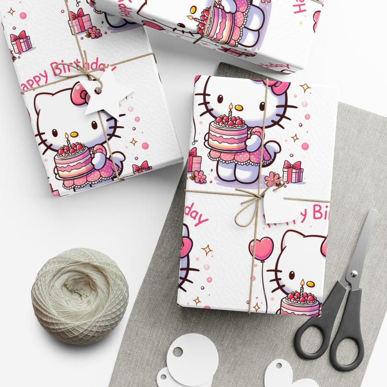 Hello Kitty Gift Wrap Papers Kawaii Wrapping Paper Wrapping Paper Sheet ...