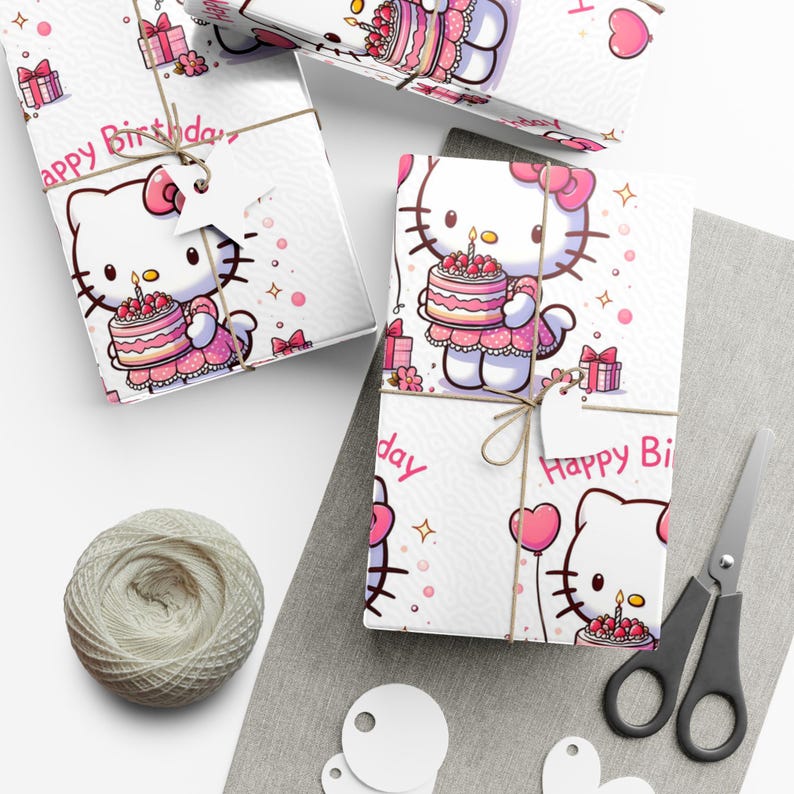 Hello Kitty Gift Wrap Papers Kawaii Wrapping Paper Wrapping Paper Sheet ...